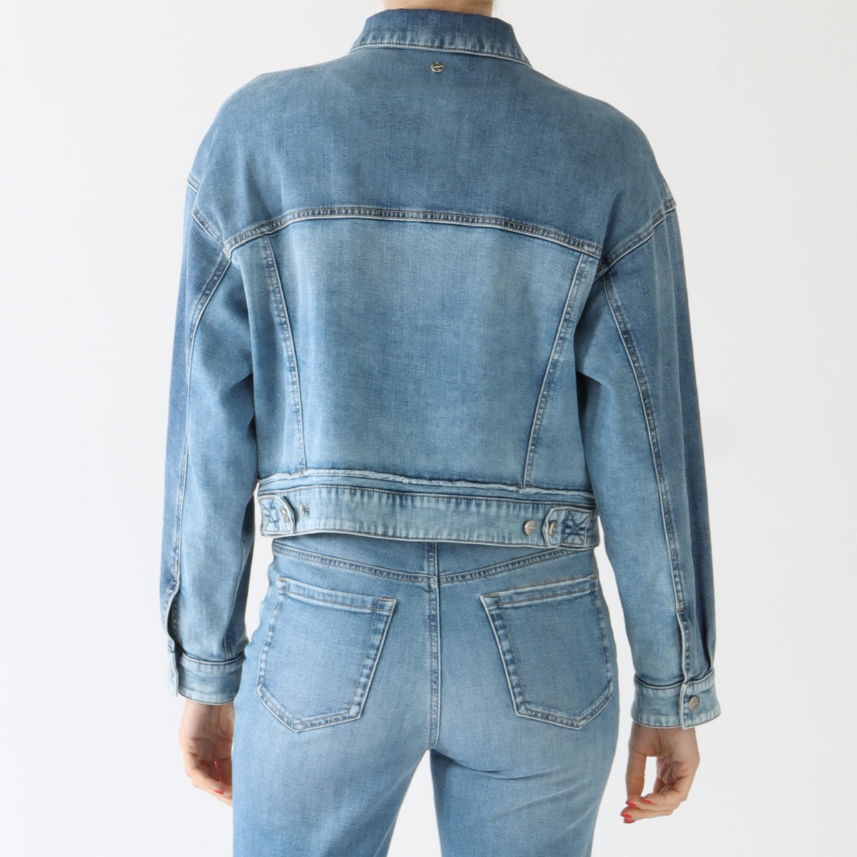 Blue Denim Jacket With Sparkling Button – Angela Beer | The ultimate ladies shopping experience ...