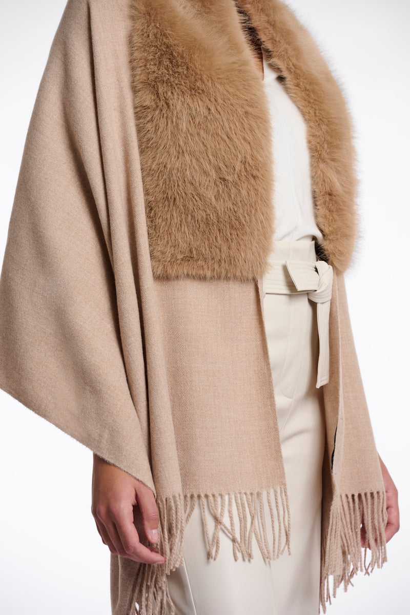Beige Wendy Faux Fur Cape – Angela Beer | The ultimate ladies shopping ...