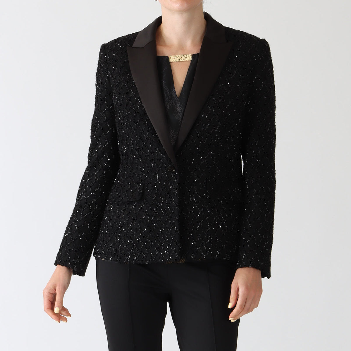 Black Diamond Knit Glitter Blazer – Angela Beer | The ultimate ladies ...