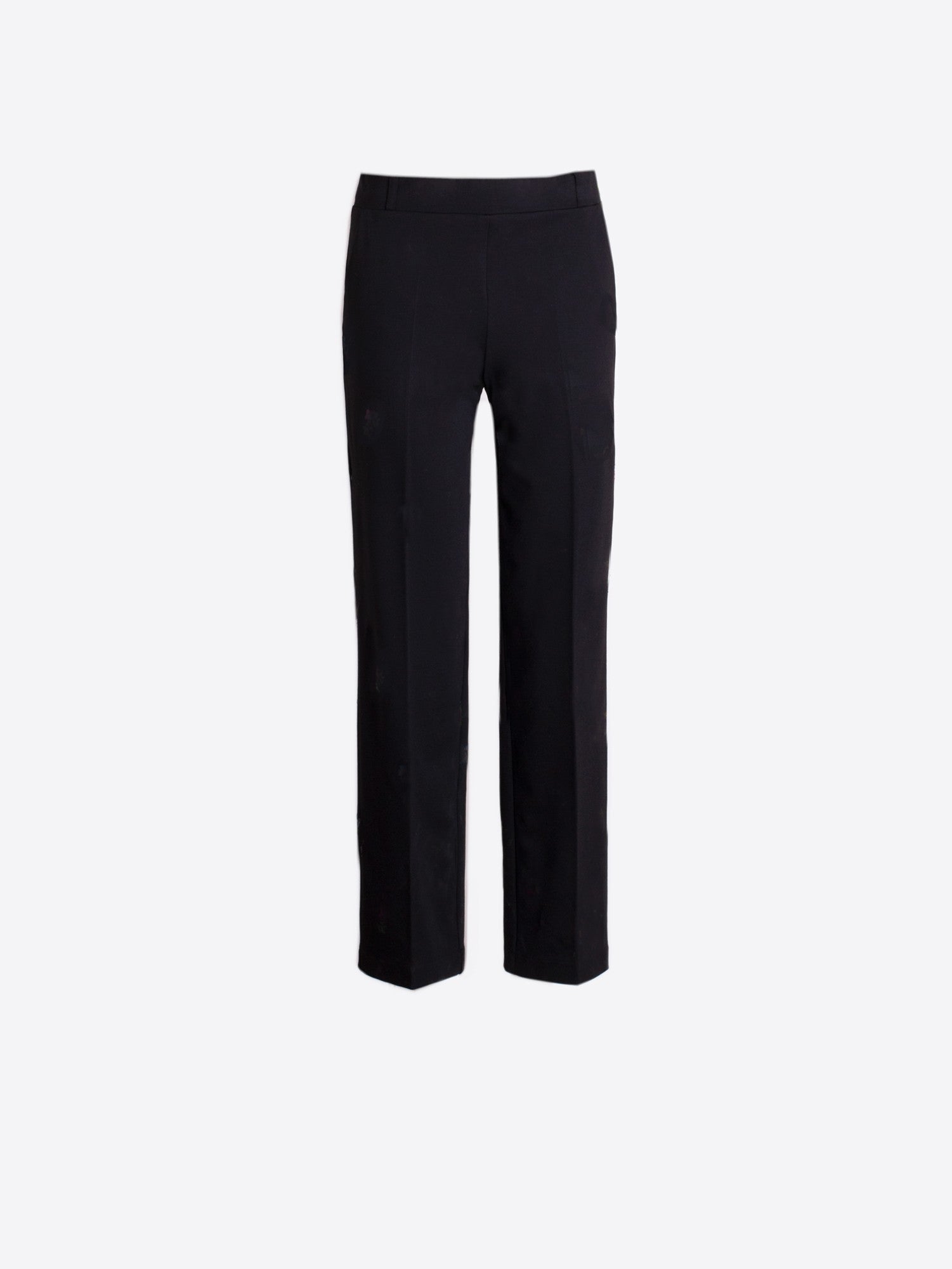 Black Stretch Structured Straight Pants – Angela Beer | The ultimate ...