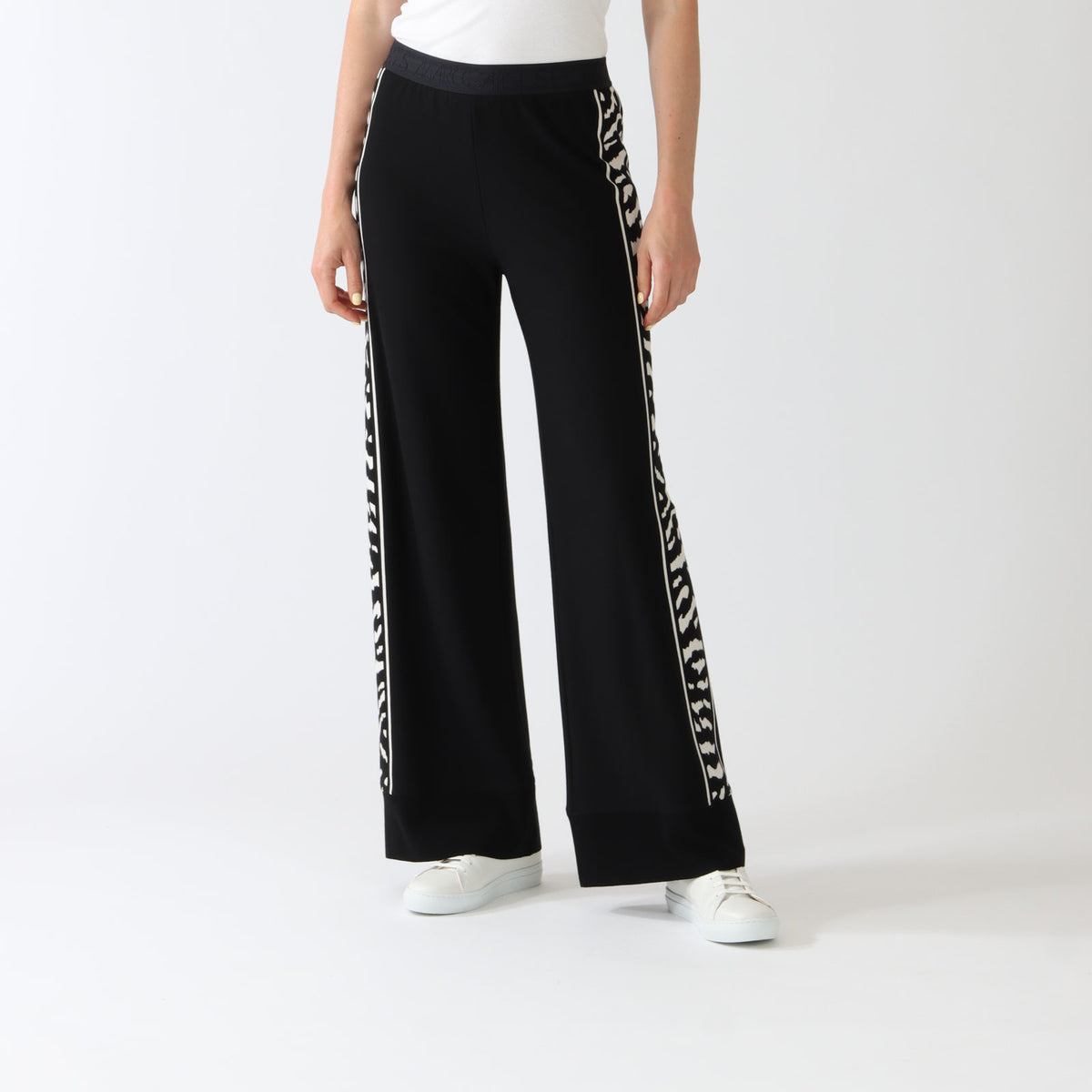 Black Welkom Ziggy Side Stripe Wide Leg Pants – Angela Beer | The ...