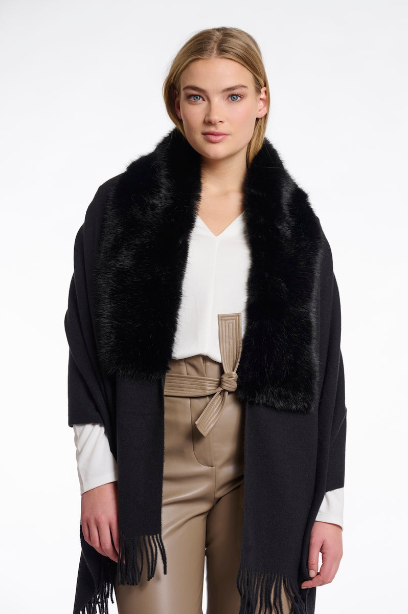 Black Wendy Faux Fur Cape – Angela Beer | The ultimate ladies shopping ...