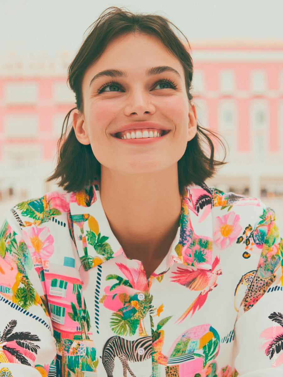 California Print Tea Silk Shirt – Angela Beer | The ultimate ladies ...