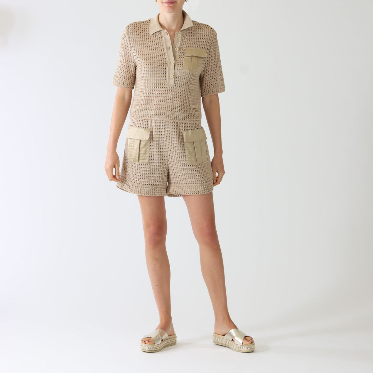 Cappuccino Macaron Crochet Knit Polo Shirt – Angela Beer | The ultimate ...