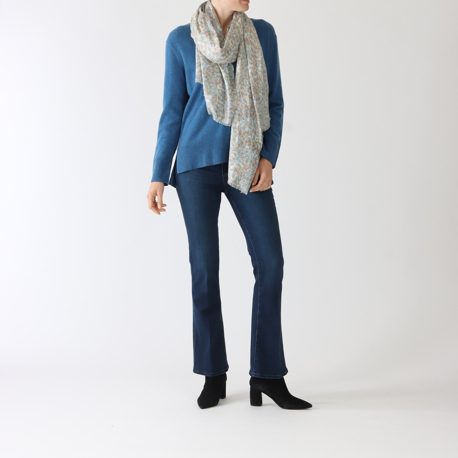 Ice Blue Abstract Wool, Silk & Cashmere Scarf – Angela Beer | The ...