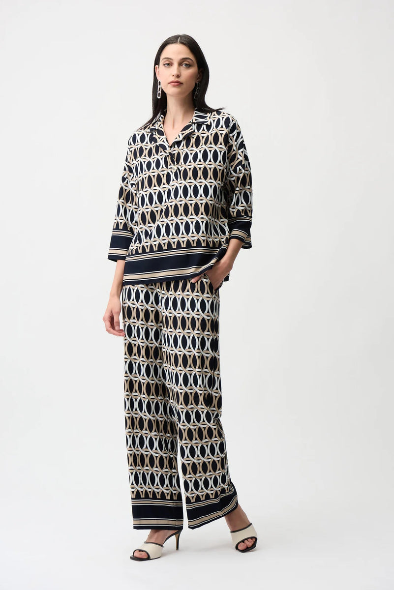 Midnight Blue Geometric Print Shirt – Angela Beer | The ultimate ladies ...