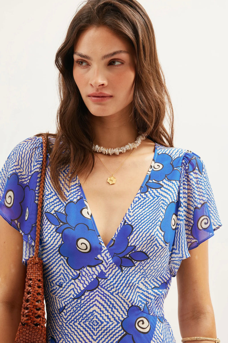 Milos Floral Blue Evie Dress – Angela Beer | The ultimate ladies ...