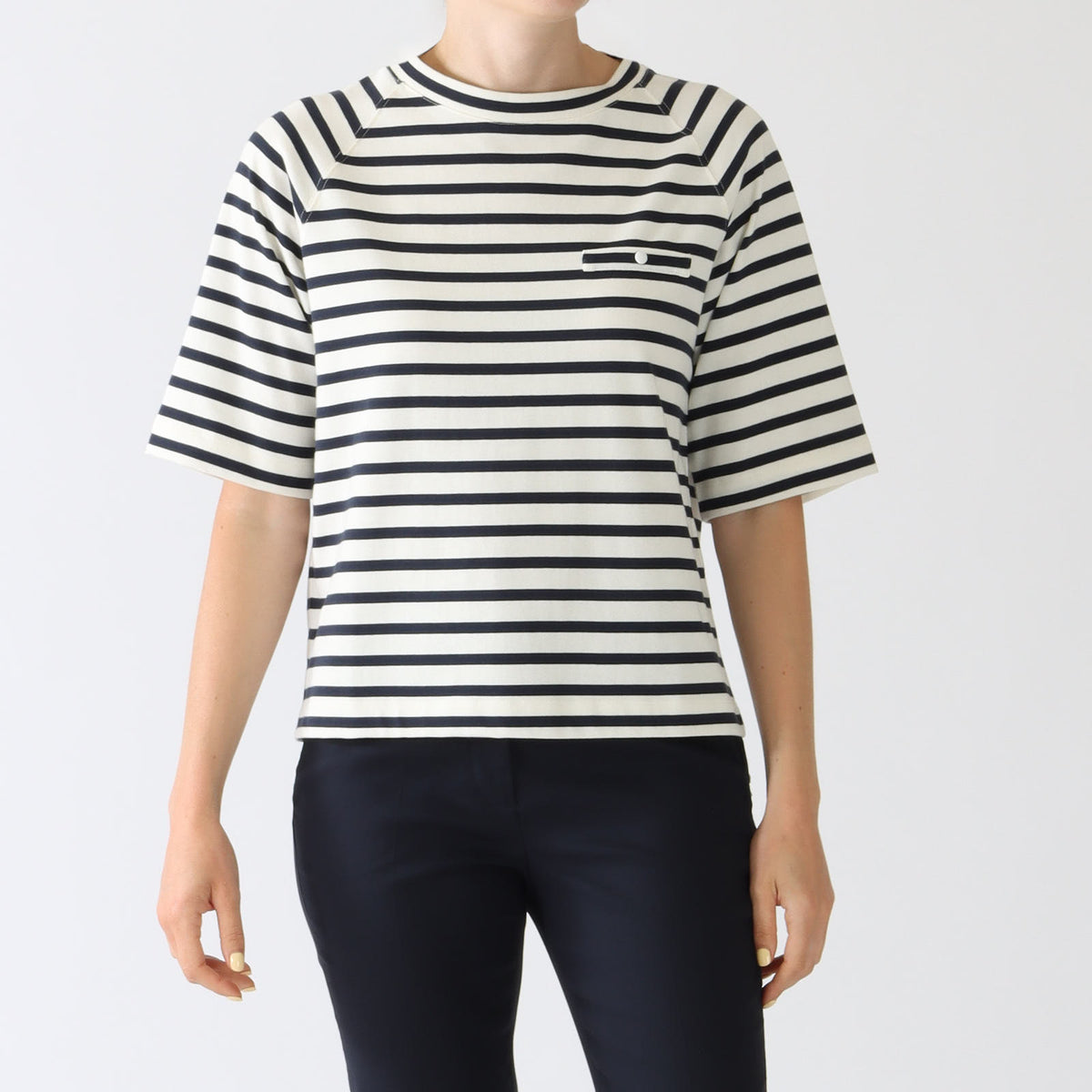 Navy Blue Stripe Heavy Jersey T-Shirt – Angela Beer | The ultimate ...