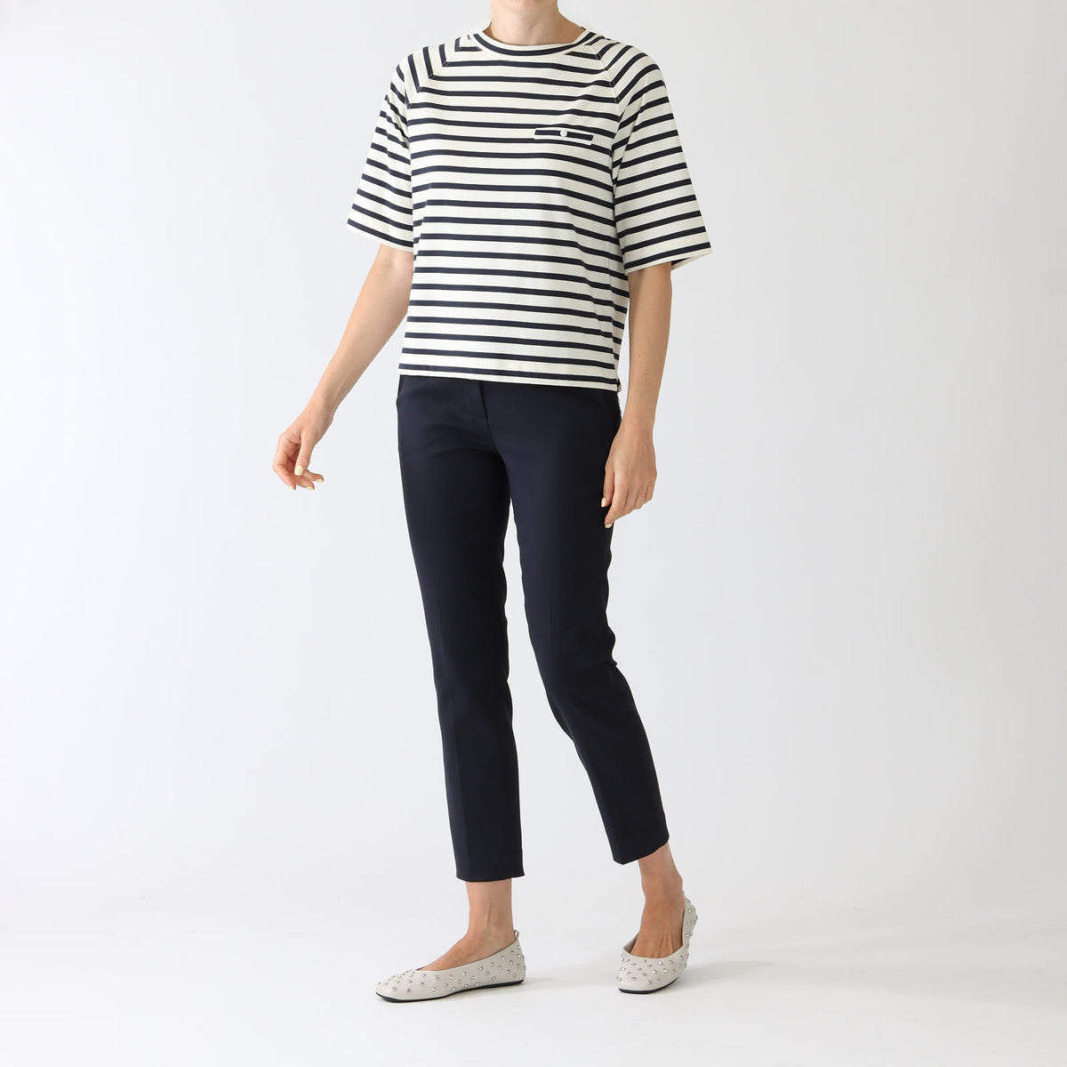 Navy Blue Stripe Heavy Jersey T-Shirt – Angela Beer | The ultimate ...