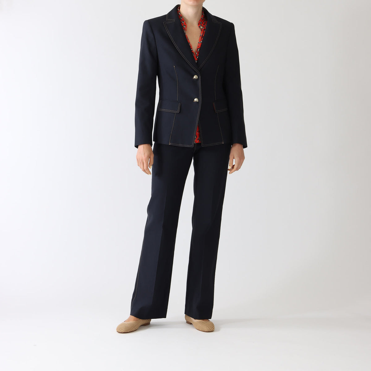 Navy Denim-Look Blazer – Angela Beer | The ultimate ladies shopping ...
