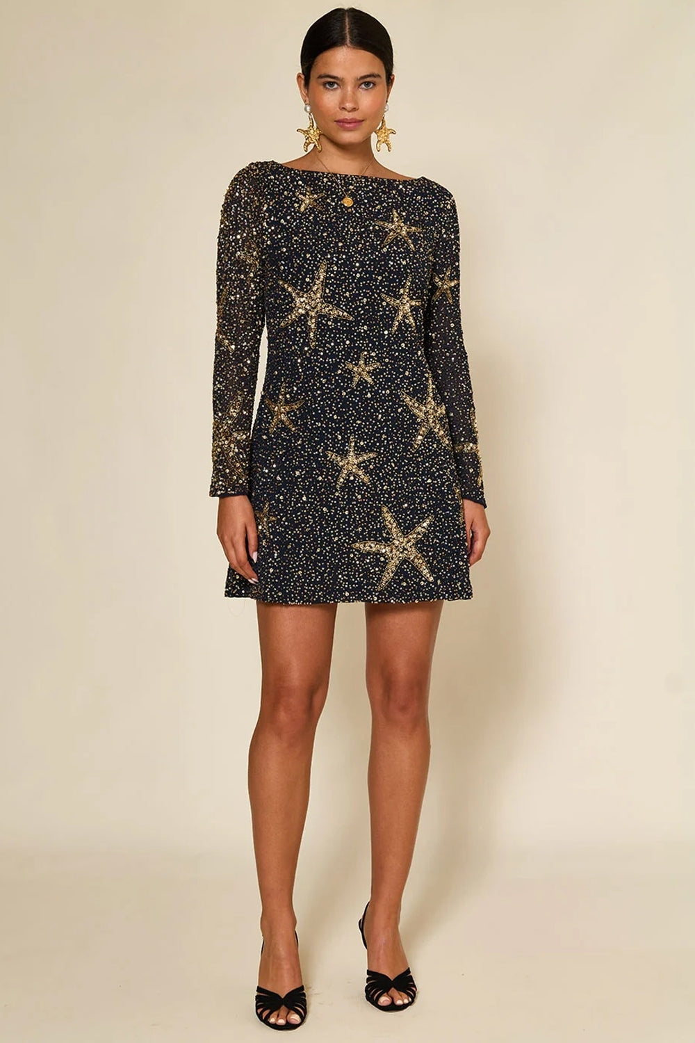 Navy Ilse Starfish Embellished Mini Dress – Angela Beer | The ultimate ...