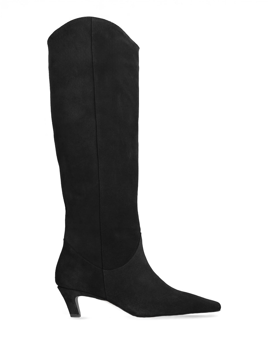 Black Heeled Suede High Boots – Angela Beer | The ultimate ladies ...