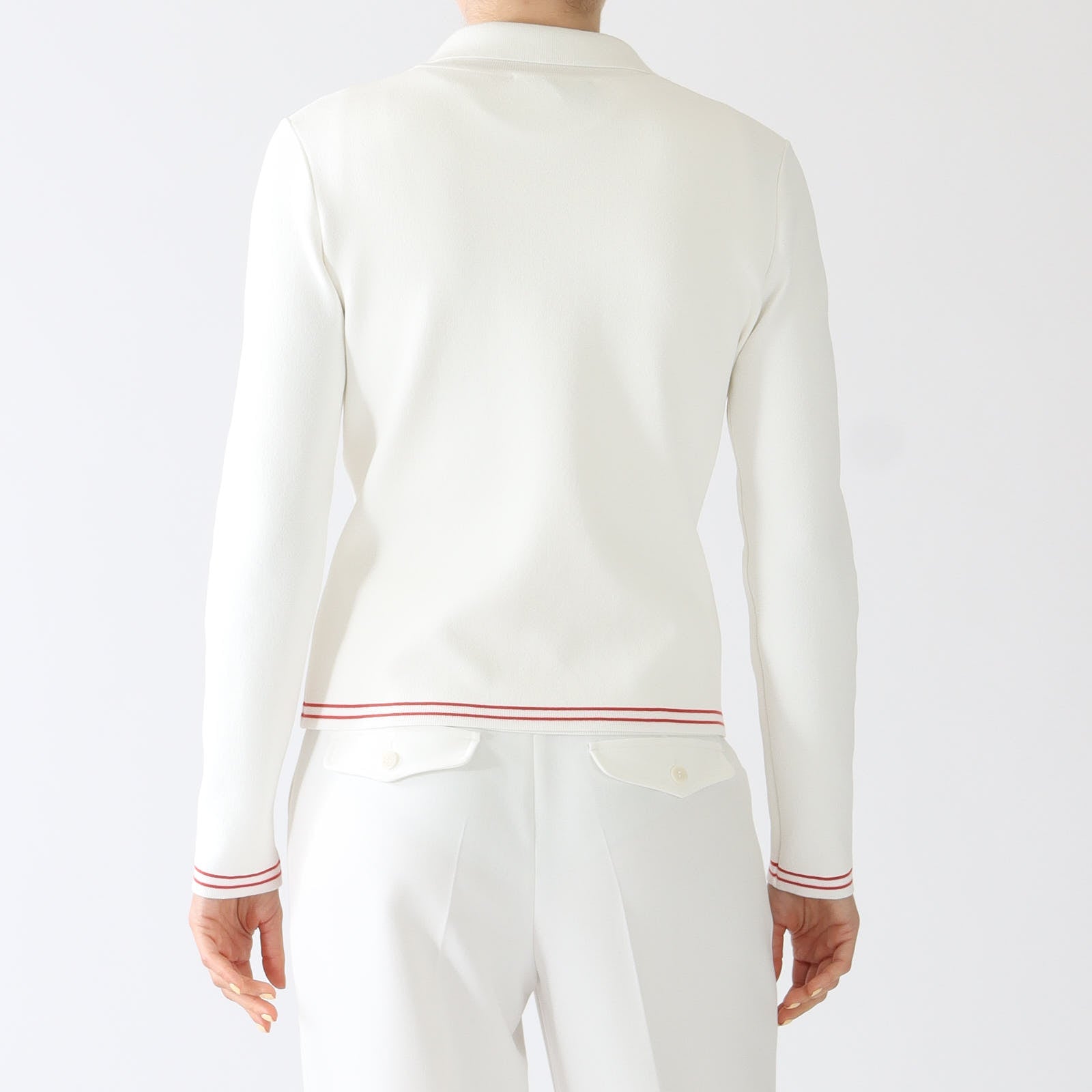 Off White Fine Knit Cardigan With Striped Trims – Angela Beer | The ...