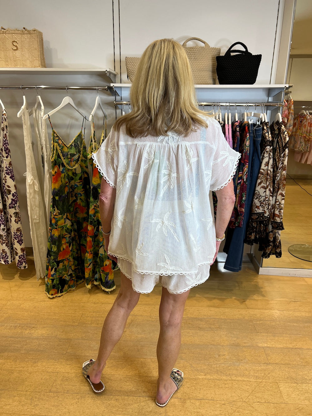 Off White Palm Trees Mesh Shirt – Angela Beer | The ultimate ladies ...