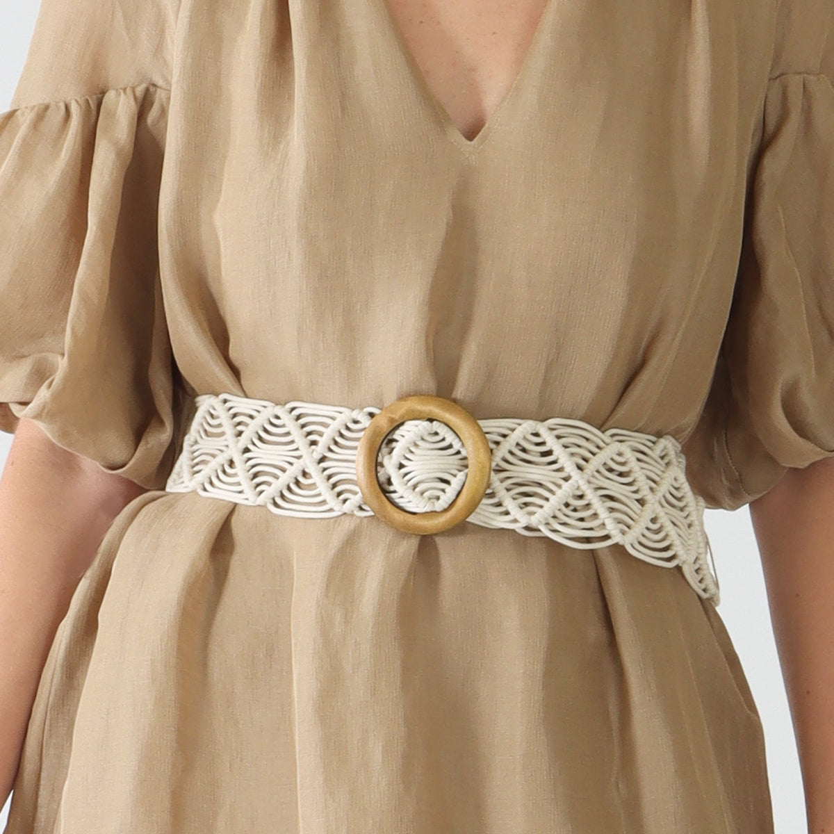 Off White Woven Belt With Wood Clasp – Angela Beer | The ultimate ...