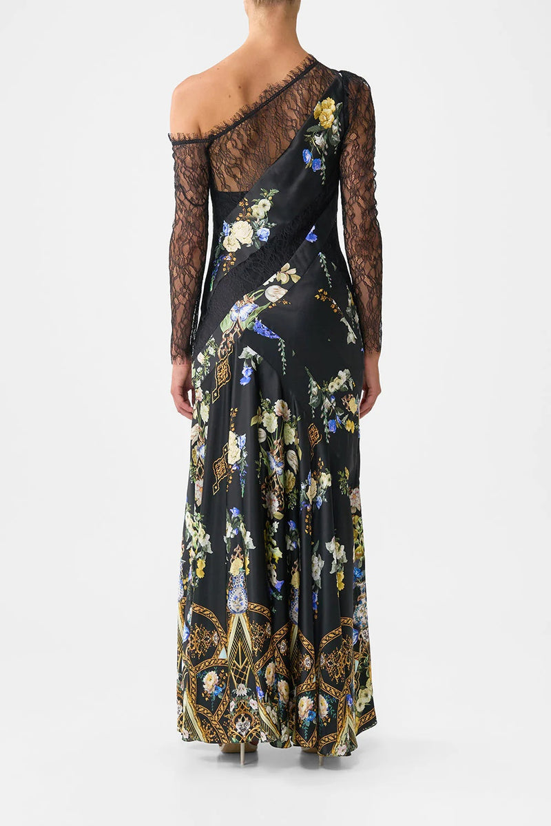 Ottoman Elegance Lace Splice One Shoulder Maxi Dress – Angela Beer ...
