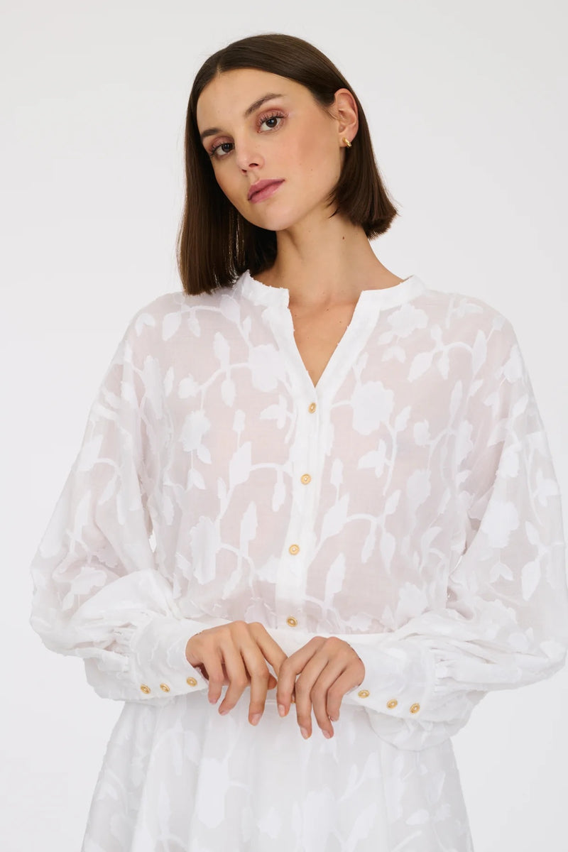 Outay Blanc Floral Jacquard Blouse – Angela Beer | The ultimate ladies ...