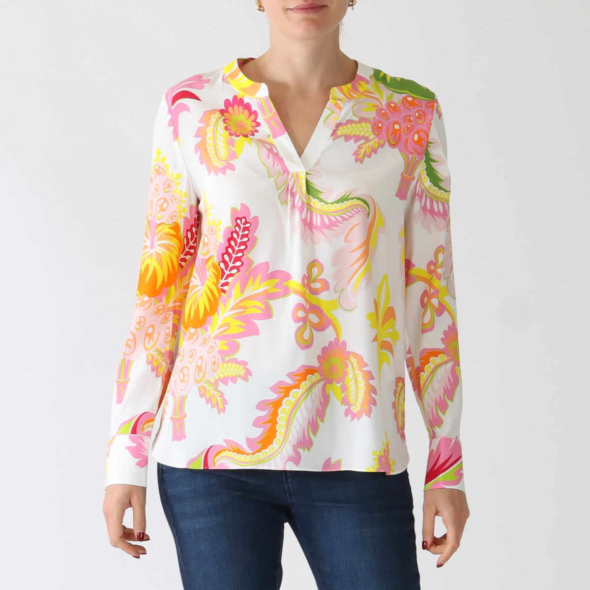 Pink Buttercup Botanical Print Silk Blouse – Angela Beer | The ultimate ...