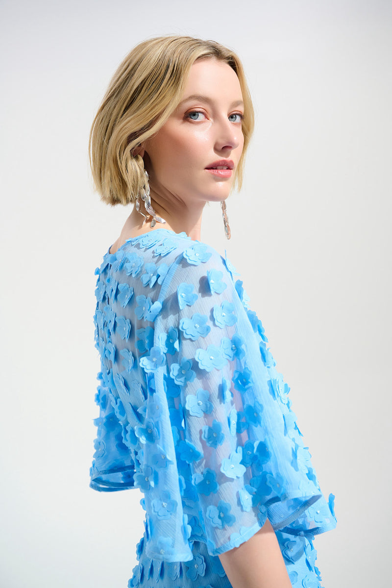 Sky Blue Floral Applique Dress – Angela Beer | The ultimate ladies ...