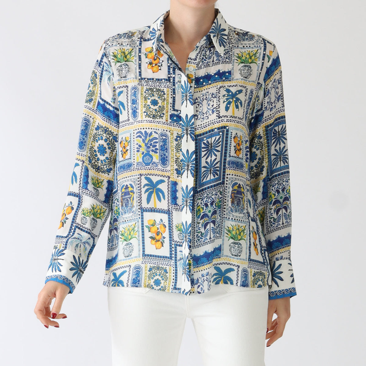Light Blue Anaya Papier Colle Silk Shirt – Angela Beer | The ultimate ...