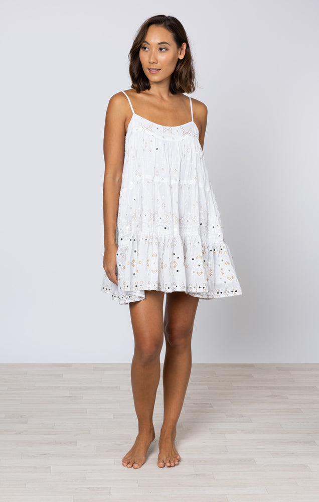 White Mosaic Print Wave Mini Dress – Angela Beer | The ultimate ladies ...